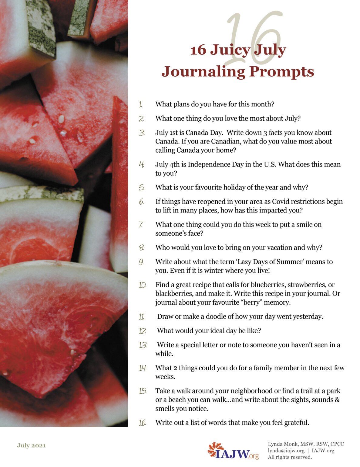 Monthly Journal Prompts Archives | The International Association for ...