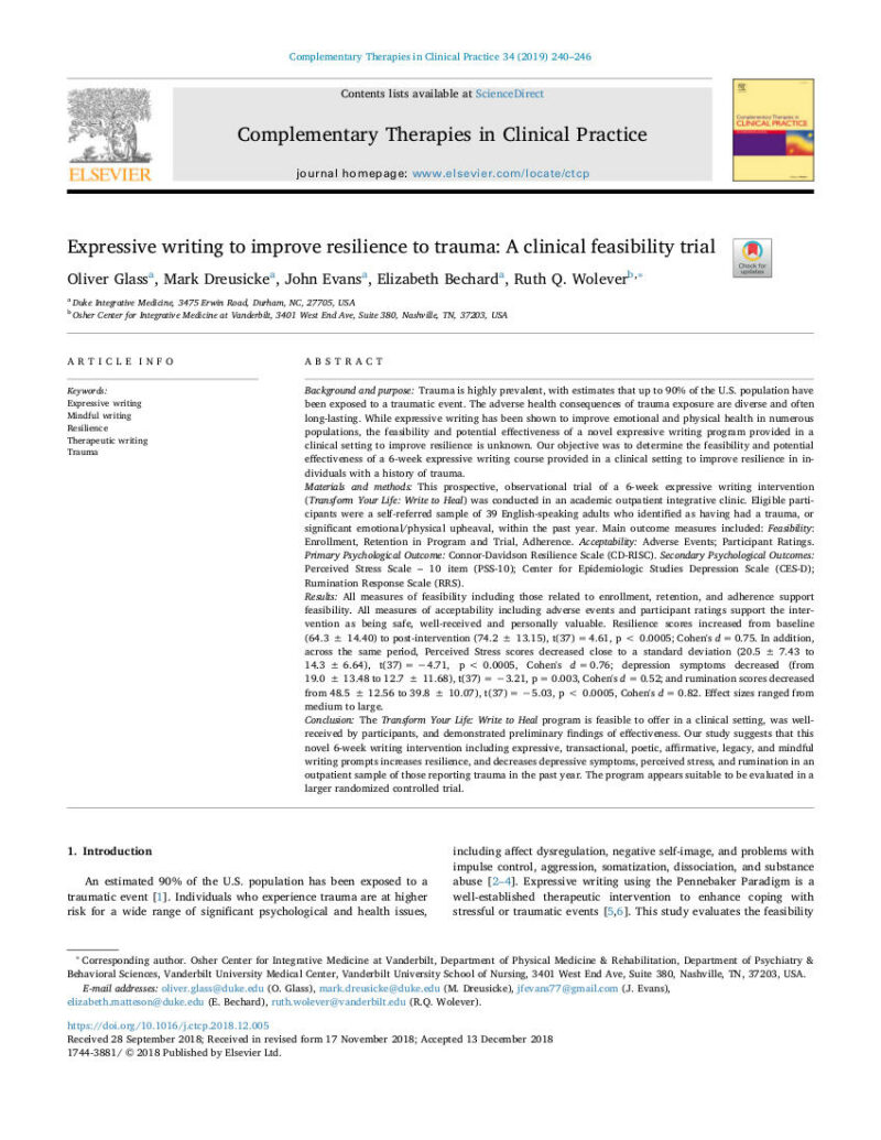 Research in Expressive Writing & Journaling | The International ...